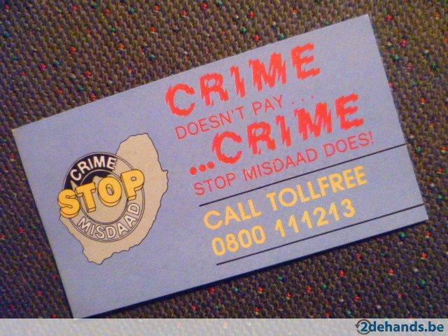 ② South Africa, Crime Stop, Police infocard, c.1980 — Collections Autre ...