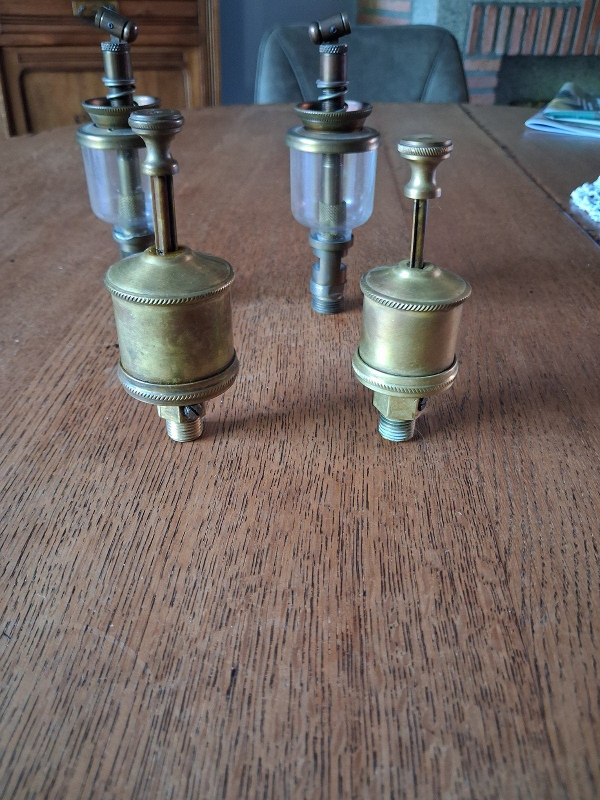 ② Automatische MACHINE SMEERPOTJES !geel koper. (m2415995964) — Antiek ...