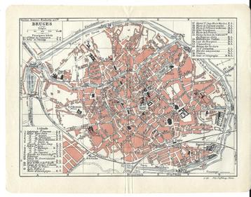 ② 1910 - Brugge stadsplan — Kunst | Etsen en Gravures — 2dehands