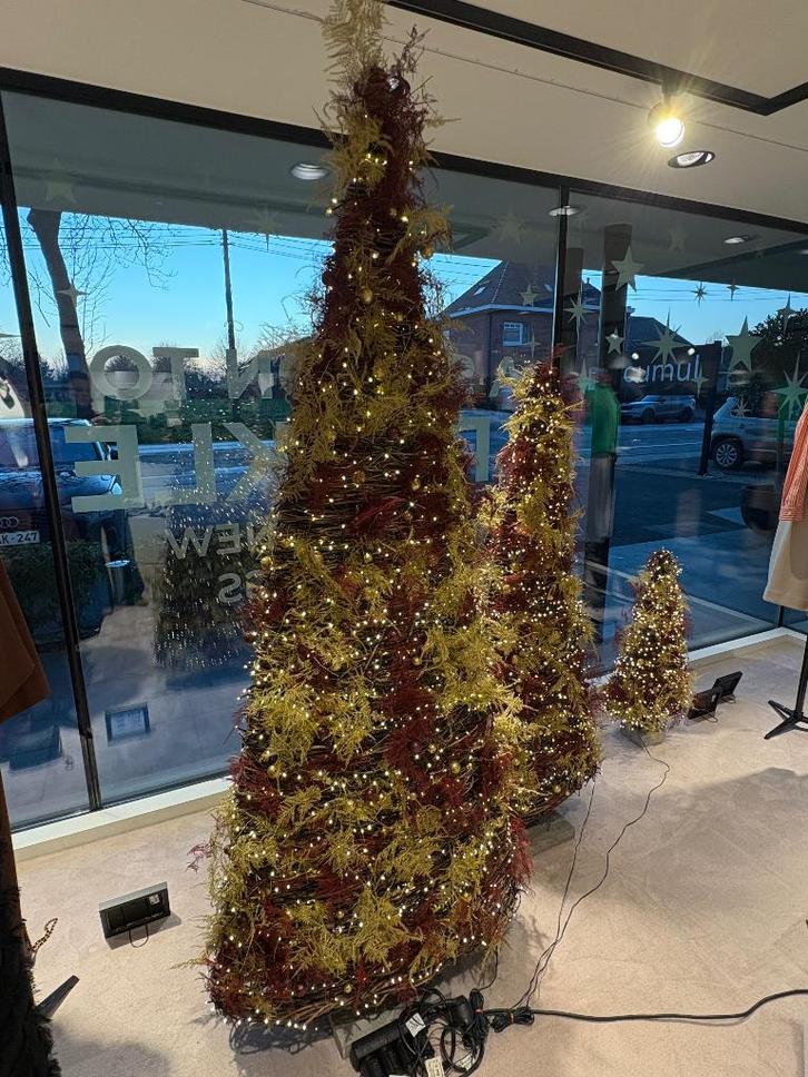 ② 4 Kerstbomen Fleurist in goud bordeau + verlichting Samen — Noël ...