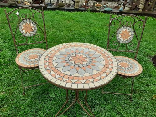 ② Set de jardin en fer forgé et céramique — Ensembles de jardin — 2ememain