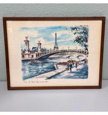 ② Peinture ancienne Pont Alexandre III Pont Paris Seine Paris — Art ...
