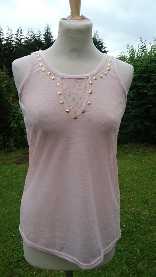 ② fijn roos topje mooie hals strass/ platte studs rug kant TU — Topjes ...