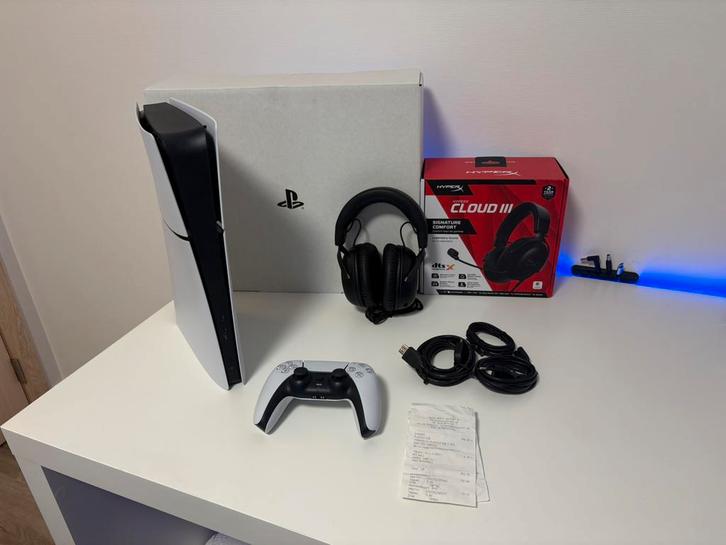 ② PS5 Slim Digital + 1 Controller + Headset + Garantie + Doos ...