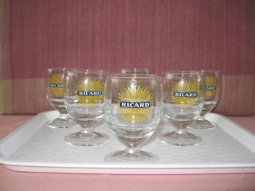 ② 6 Ricard glazen ballon gesolariseerd met maatstreep. — Merken en ...